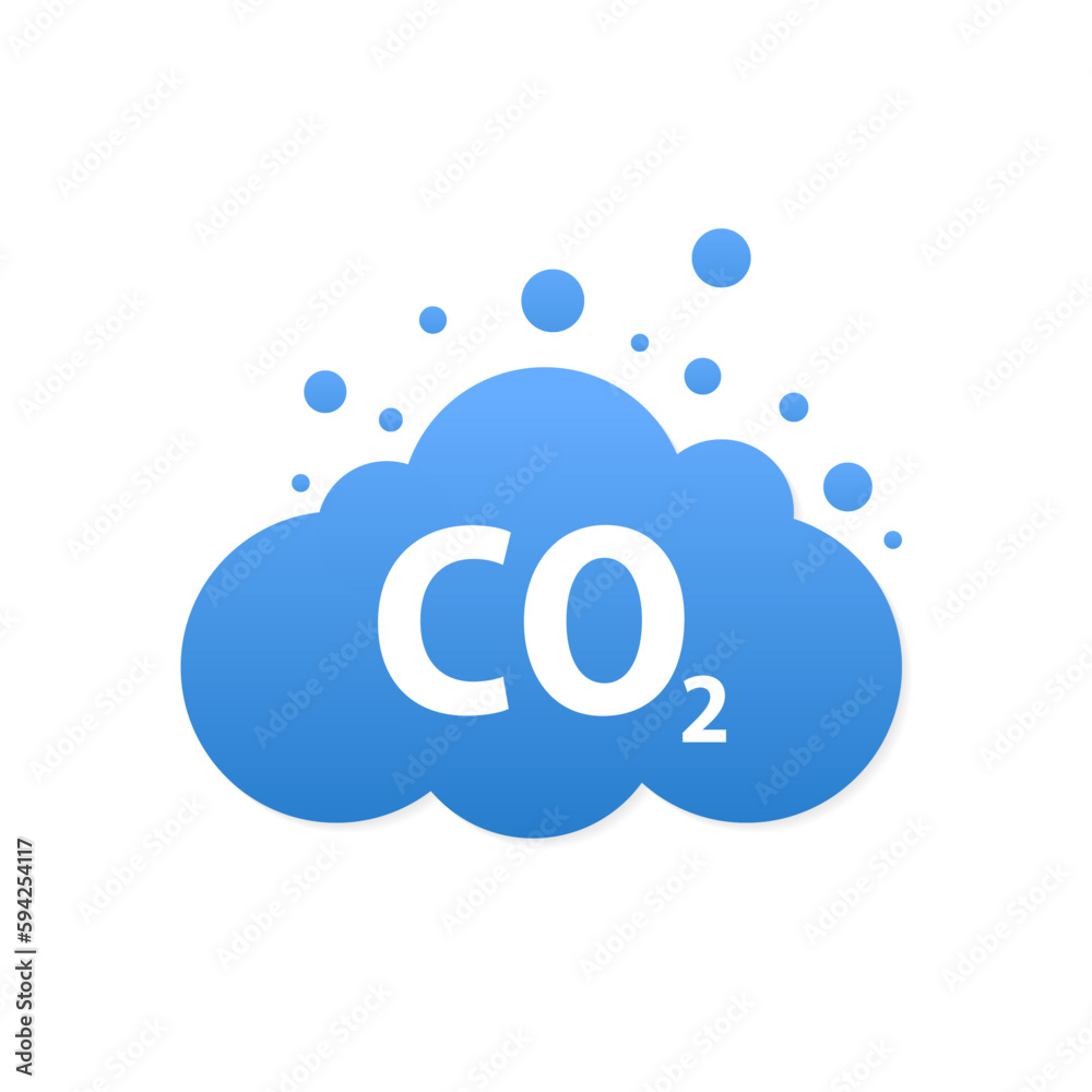 CO2 emission reduction label icon. CO2 neutral, zero carbon footprint ...