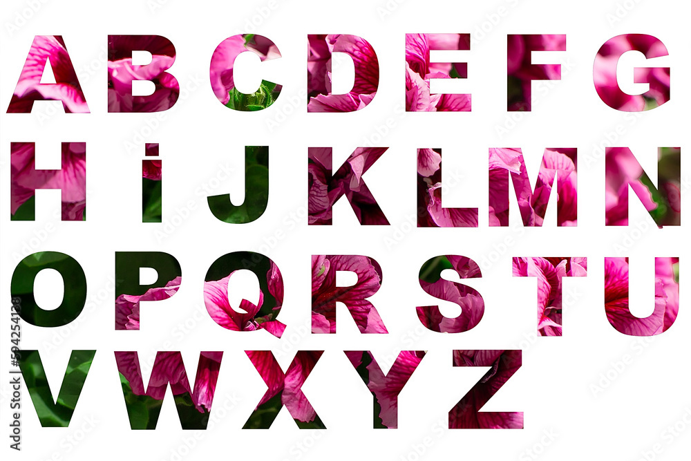 Flower font Alphabet.English alphabet letters with beautiful flowers on ...