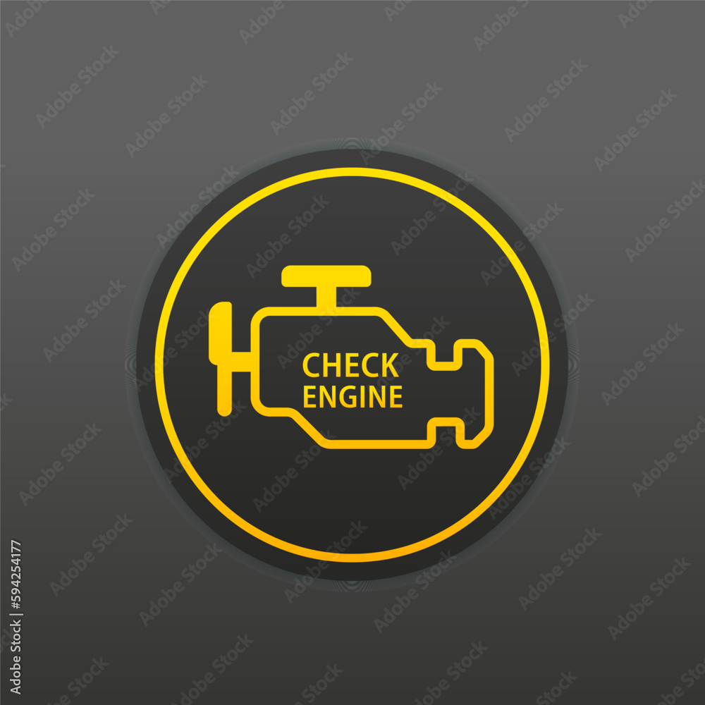 Vetor de Check engine light symbol. Caution light symbol in car, modern ...