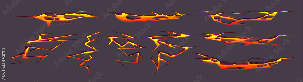 Volcano lava crack texture effect in ground vector. Broken earth with ...