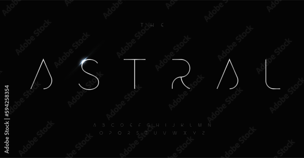 Astral space alphabet, innovative progressive sans serif letters ...