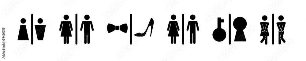 Restroom or bathroom for man and woman to peeing. Funny vector WC ...