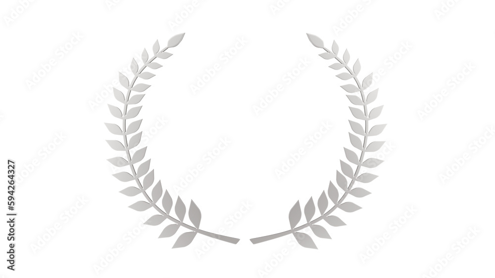 Silver award laurel wreath isolated on transparent background. Minimal ...