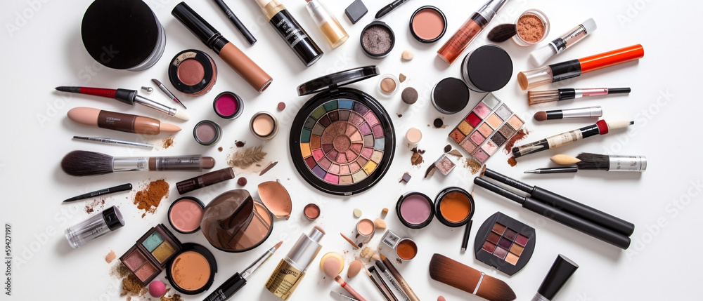 Set of beauty make up with aesthetic arrangement, top view. Stock ...