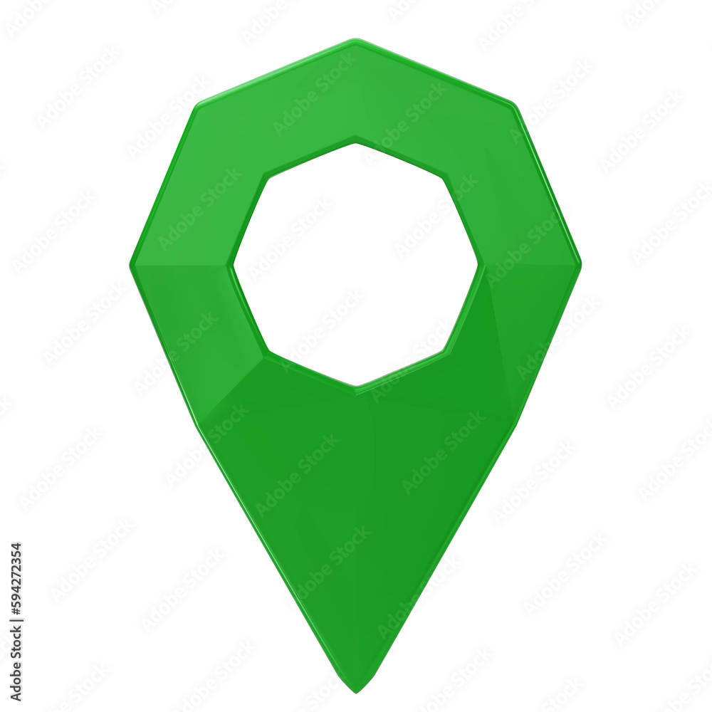 Map pointer isolated on white background. Green location pin or navigation. 3D Locator mark of ...