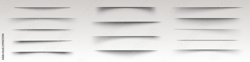 Shadow box paper line vector. 3d page frame divider set. Isolated ...