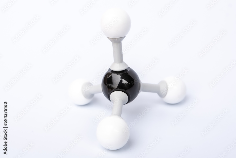 Methane molecular structure isolated on white background. Chemical ...