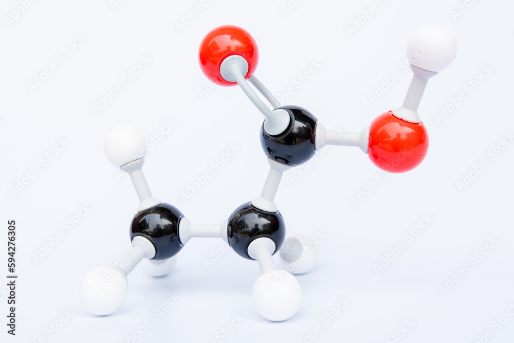 Propanoic acid molecular structure isolated on white background ...