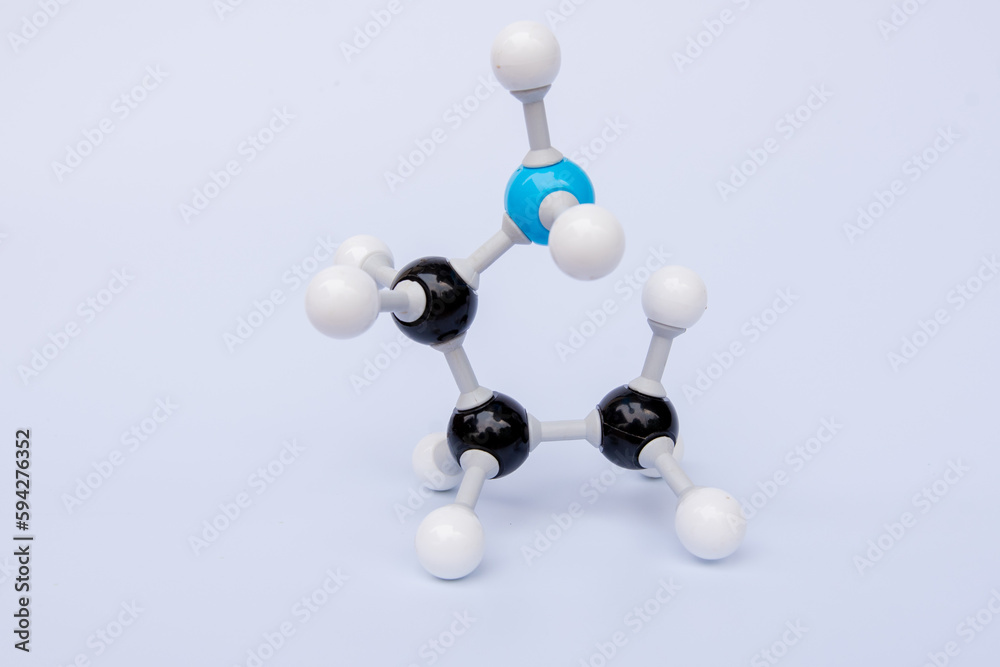 Propanamine molecular structure isolated on white background. Chemical ...