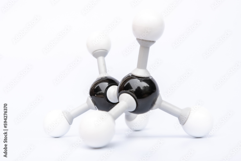 Ethane molecular structure isolated on white background. Chemical ...