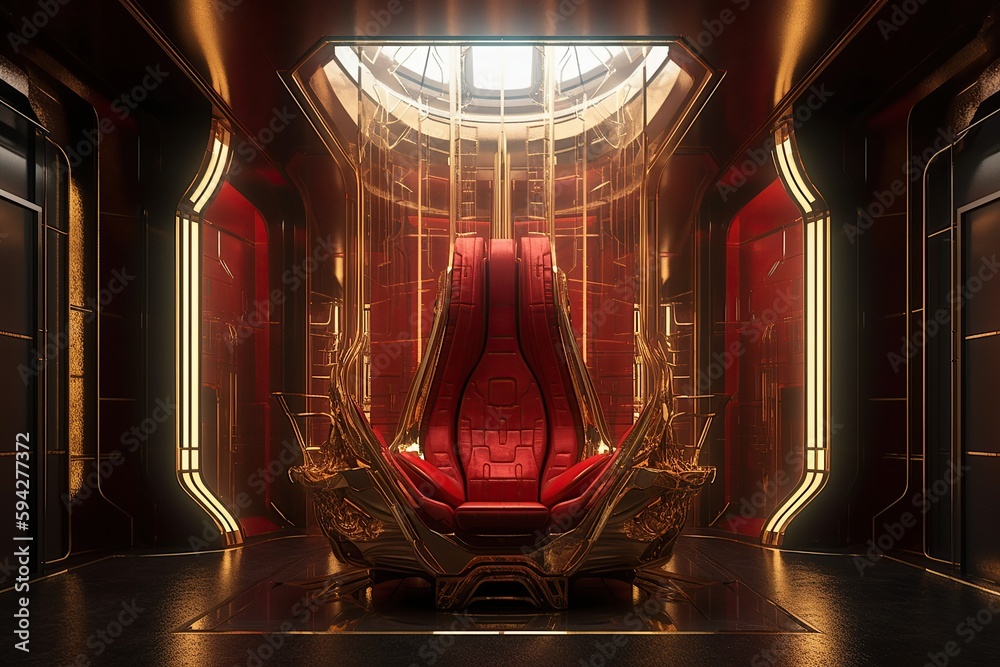 Royal Throne Room in red and gold color in futuristic style - Ai ...