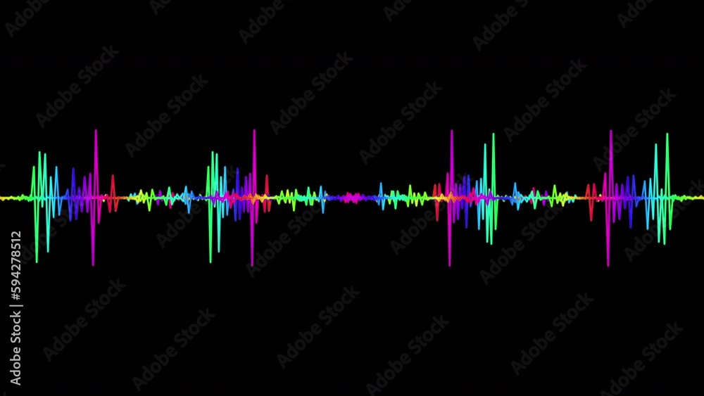 4k abstract music sound wave or audio wavefrom isolated on black ...