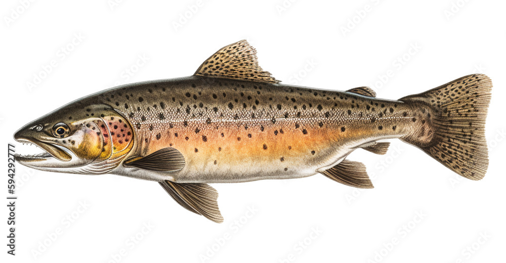 Trout fish in transparent background. Generative AI. Stock Illustration ...