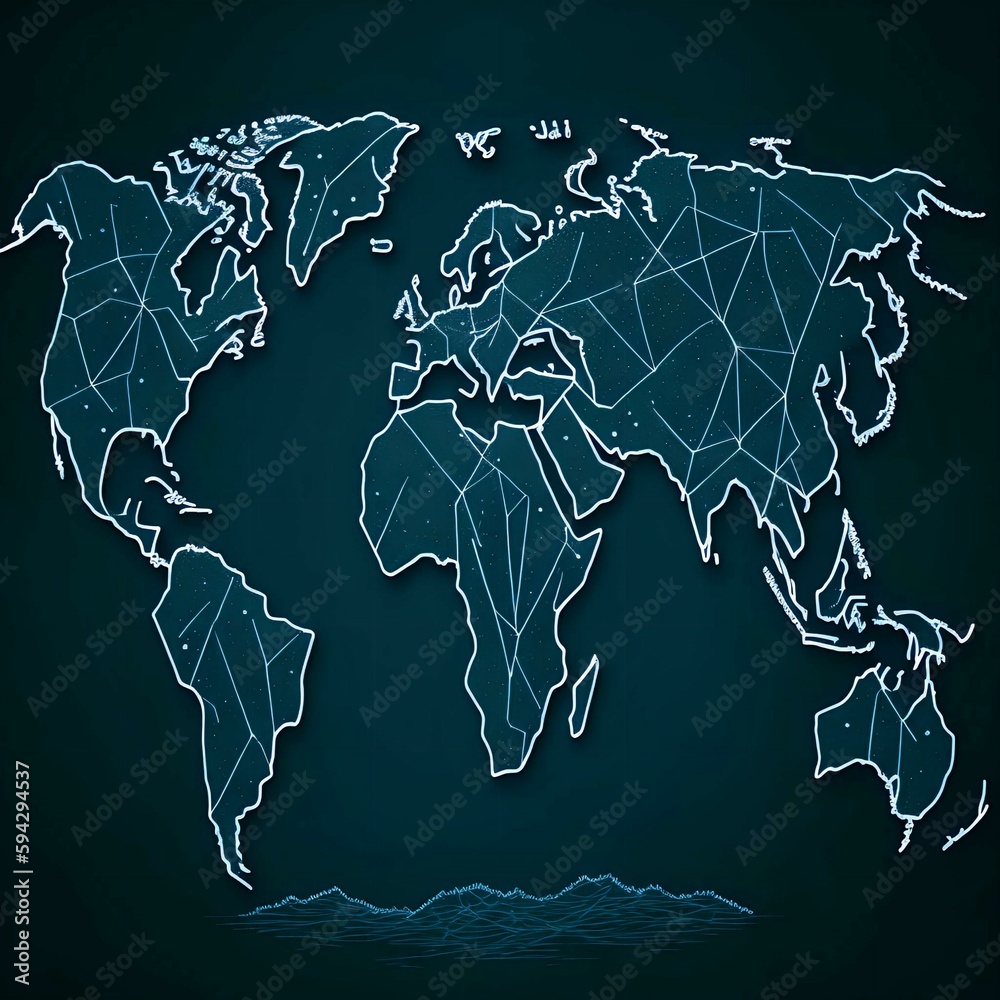 Global network connection illustration. World map point and line ...