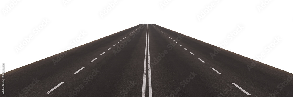 Empty asphalt road four lanes in PNG isolated on transparent background ...