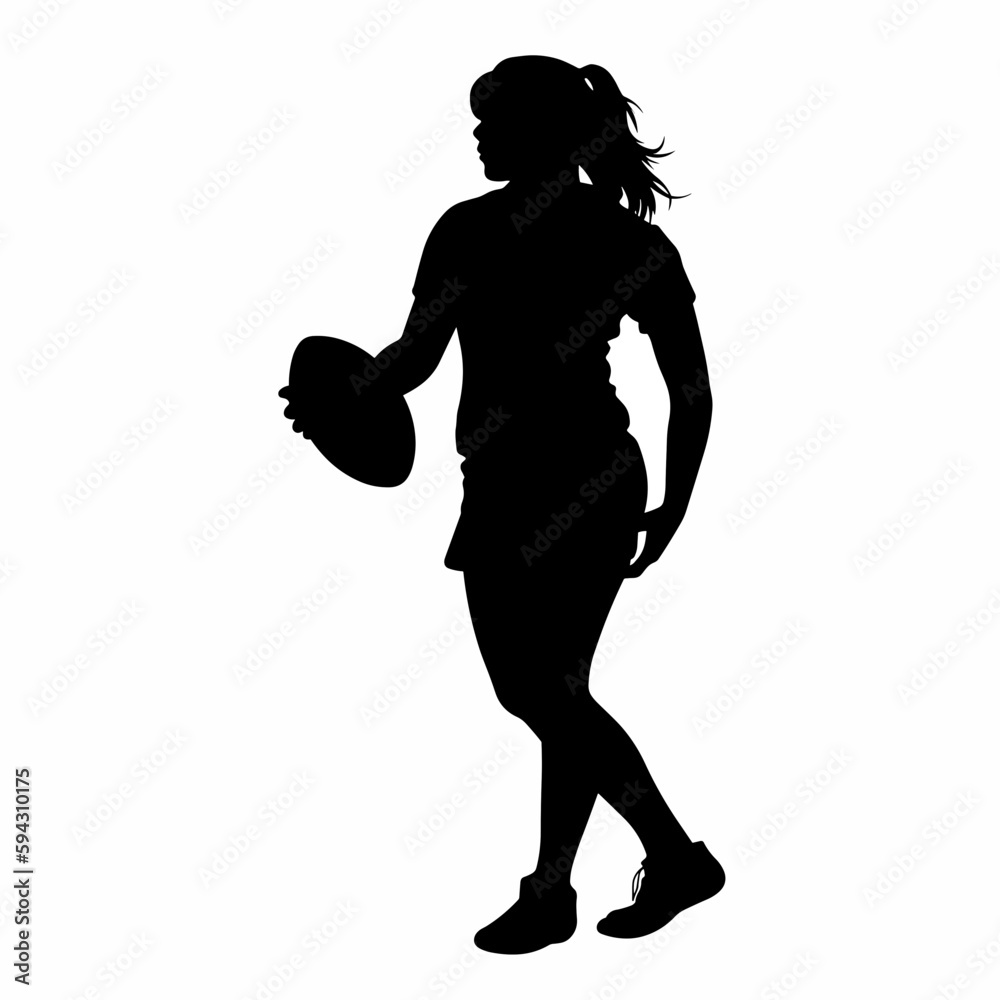 female rugby silhouette, isolated on a white background, Vector ...