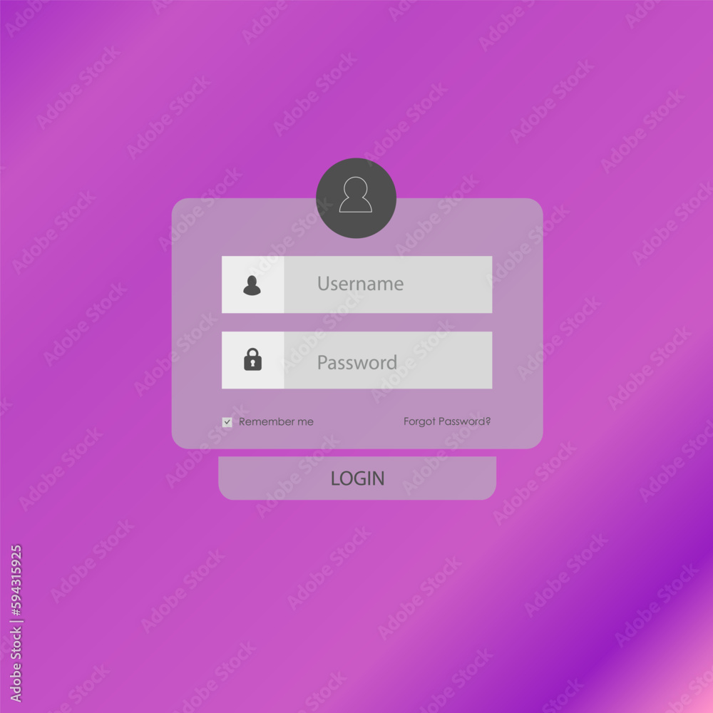 Login Form Page Web User Interface Purple Glassmorphism Vector Design ...