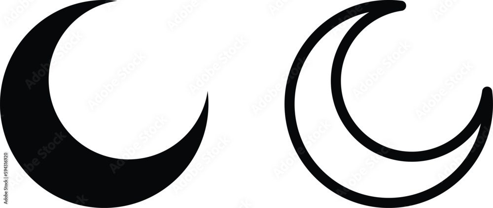 crescent moon icon set vector isolated on white background Stock Vector ...