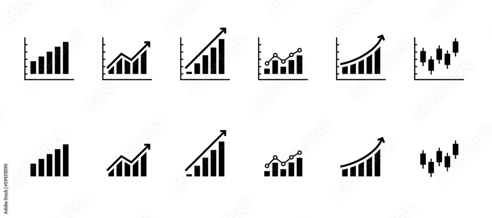 Business graph or candle stick. Cartoon growth progress. Financial ...