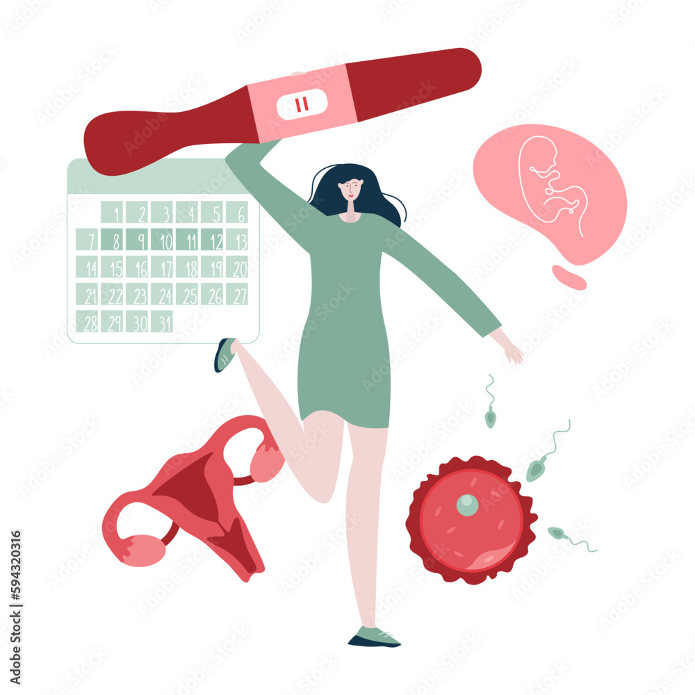 The woman wants to become mom. She holds pregnancy positive test ...