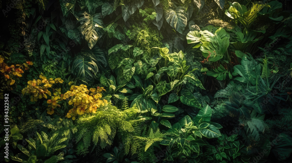 mur de végétation luxuriante, tropicale, de la forêt primaire d ...
