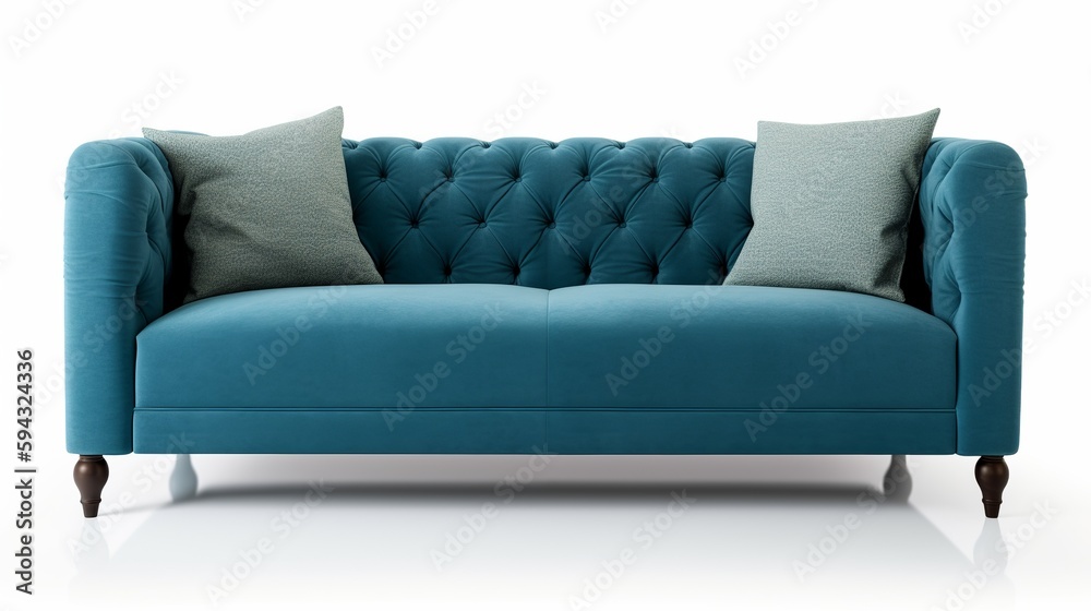 Couch Frontal View Isolated on White Background Stock Illustration ...