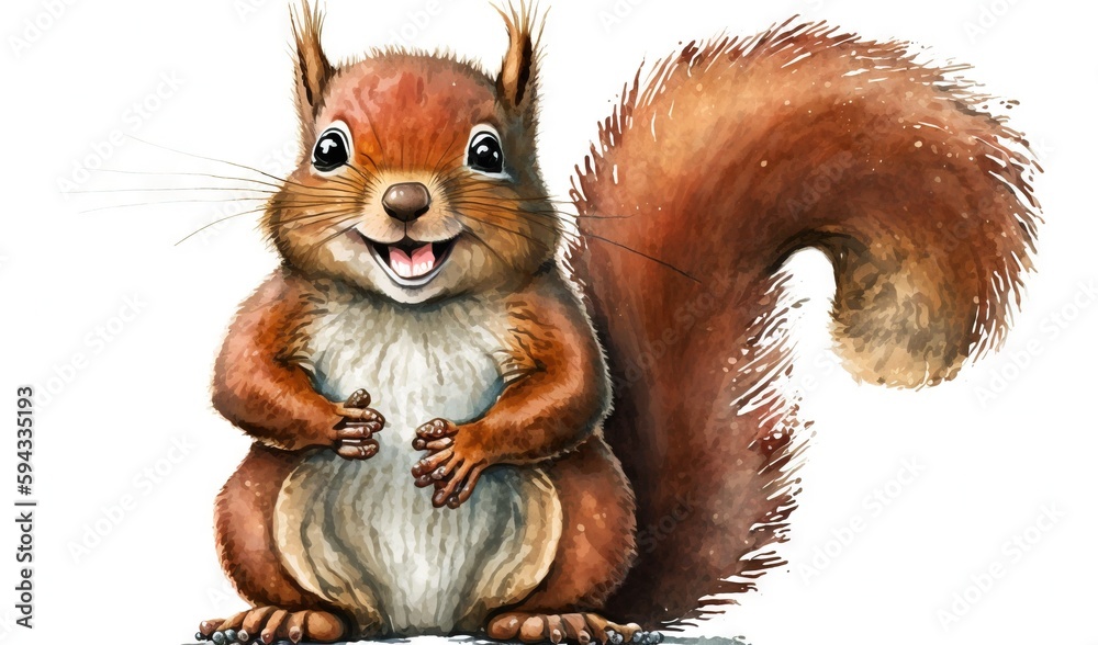a drawing of a squirrel with his hands on his hips and his legs crossed ...