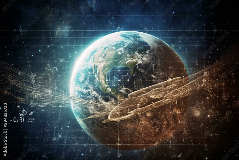 Mathematical and physical formulas against background of a Earth in ...