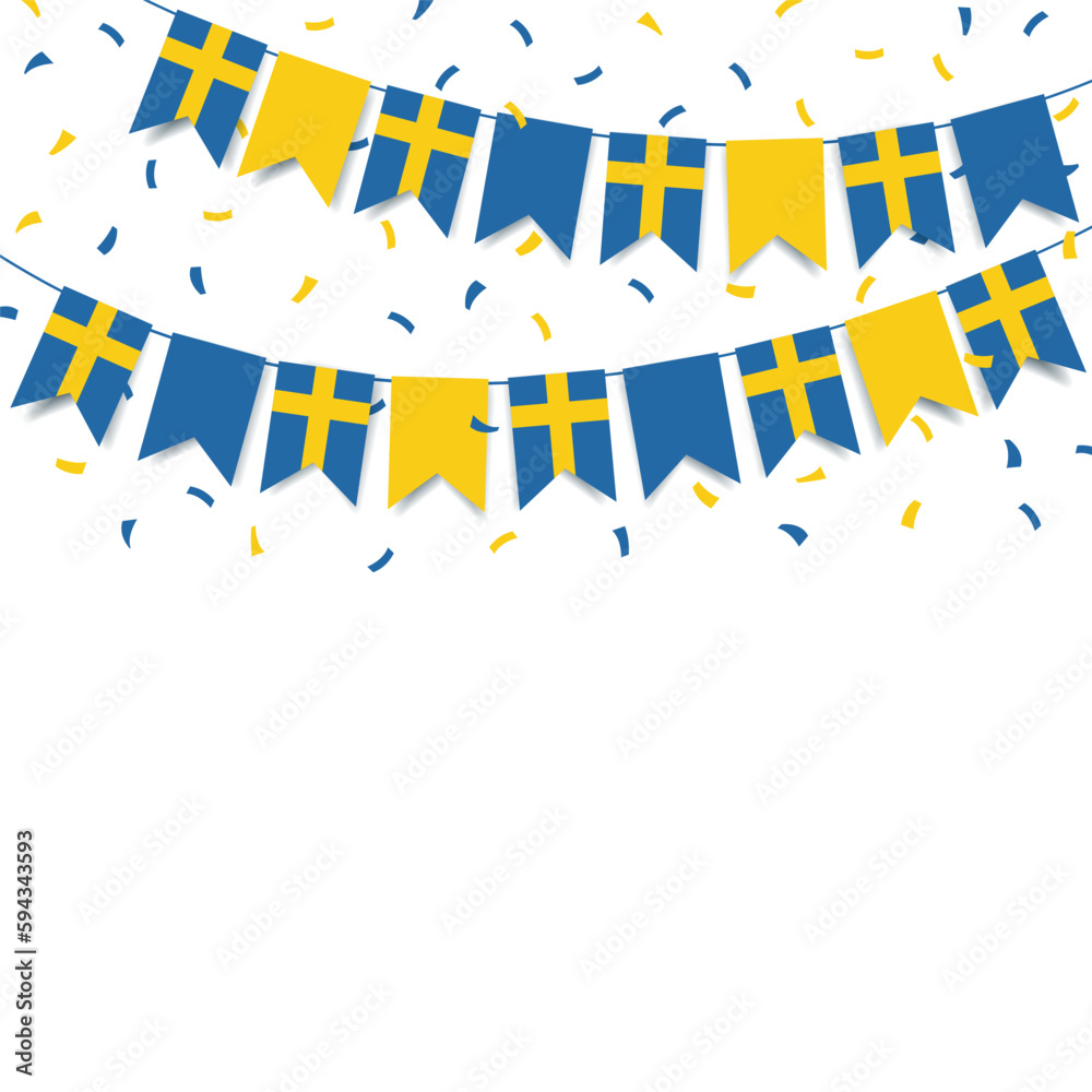 Vector Illustration of Sweden National Day. Garland with the flag of ...