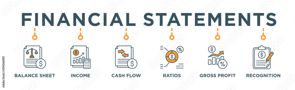 Financial statements banner web icon vector illustration concept with ...