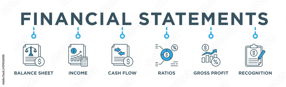 Financial statements banner web icon vector illustration concept with ...
