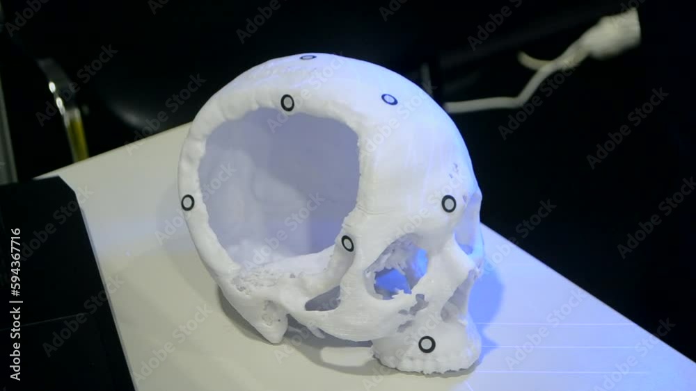 Vidéo Stock Man with 3d scanner 3d scanning prototype human skull ...