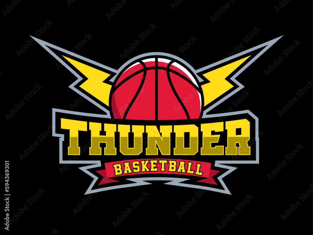 Thunder basketball team sports logo vector template, brand identity ...