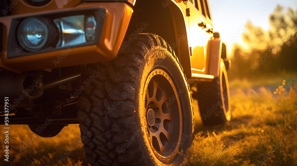 yellow supercar with the sun background wallpaper Ai Generative Stock ...