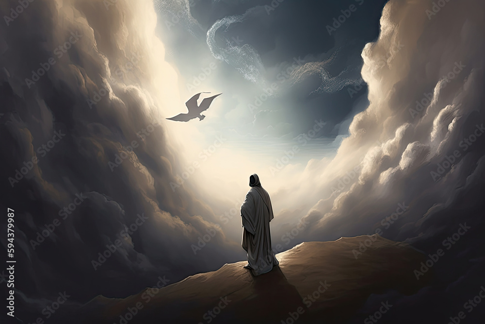 Levitating human soul in heaven. Astral body and after life concept ...