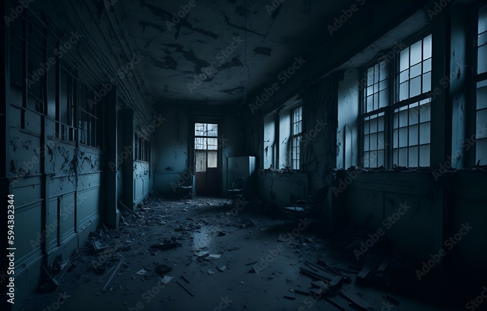 building, old, abandoned, interior, light, corridor, room, dark, house ...