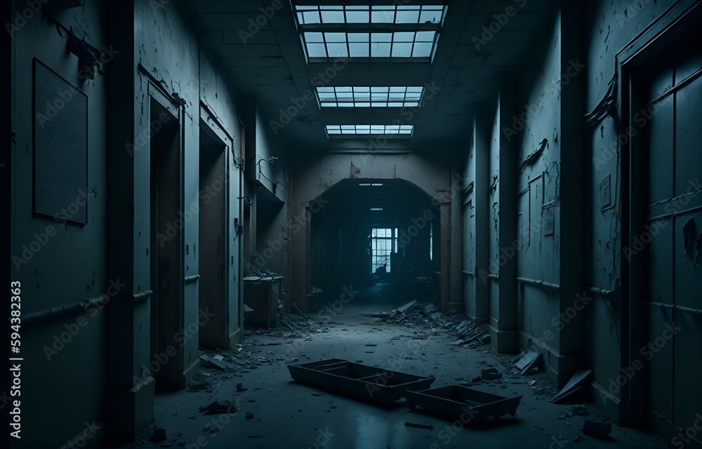 building, old, abandoned, interior, light, corridor, room, dark, house ...