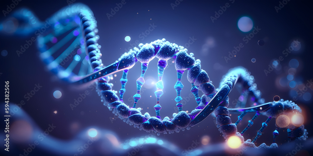 Concept Medical blue Banner with sun light, code of genetic human ...