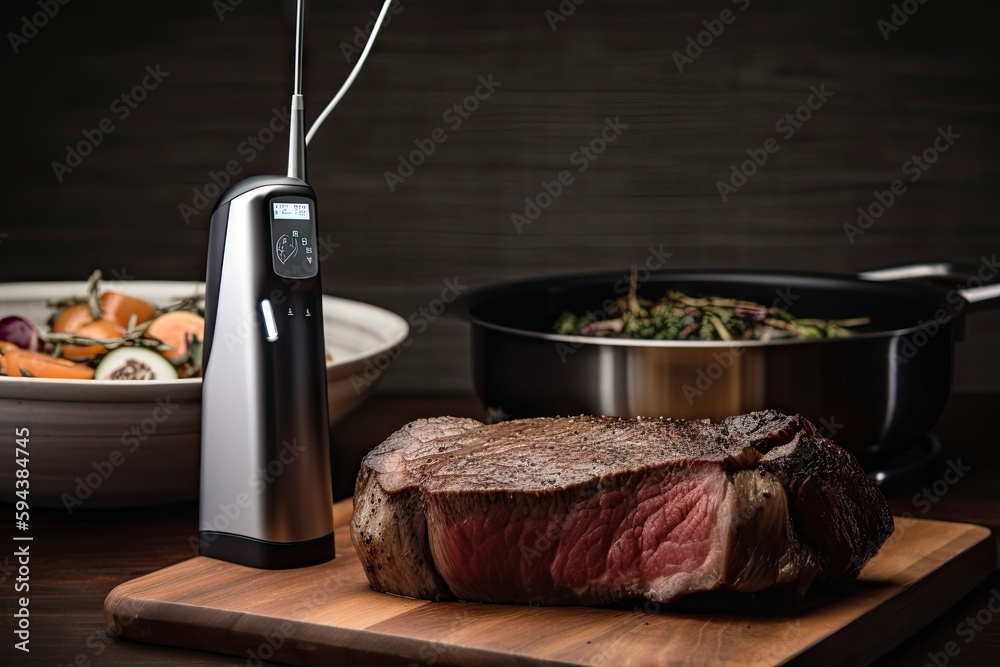an immersion circulator with a temperature probe cooking the perfect ...