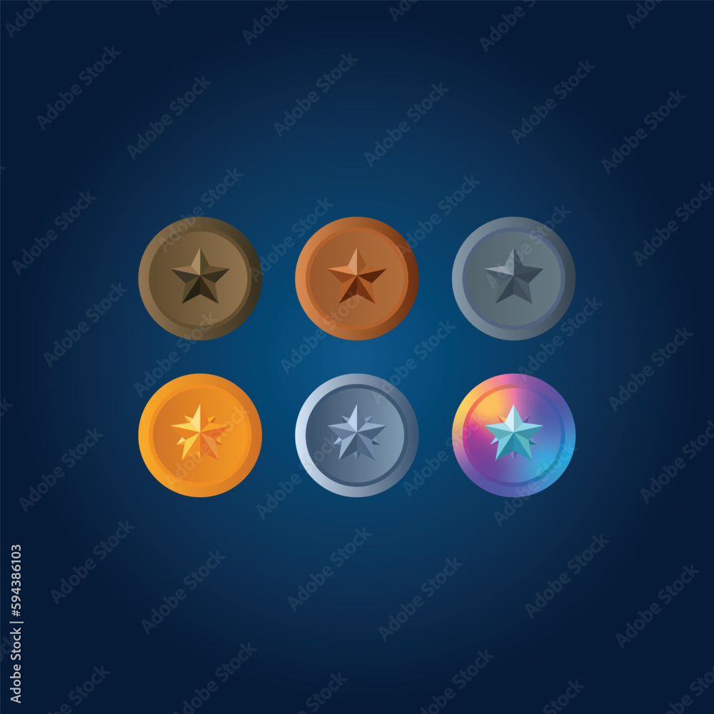 Vector illustration of icon game ranking medals, game user medals ...