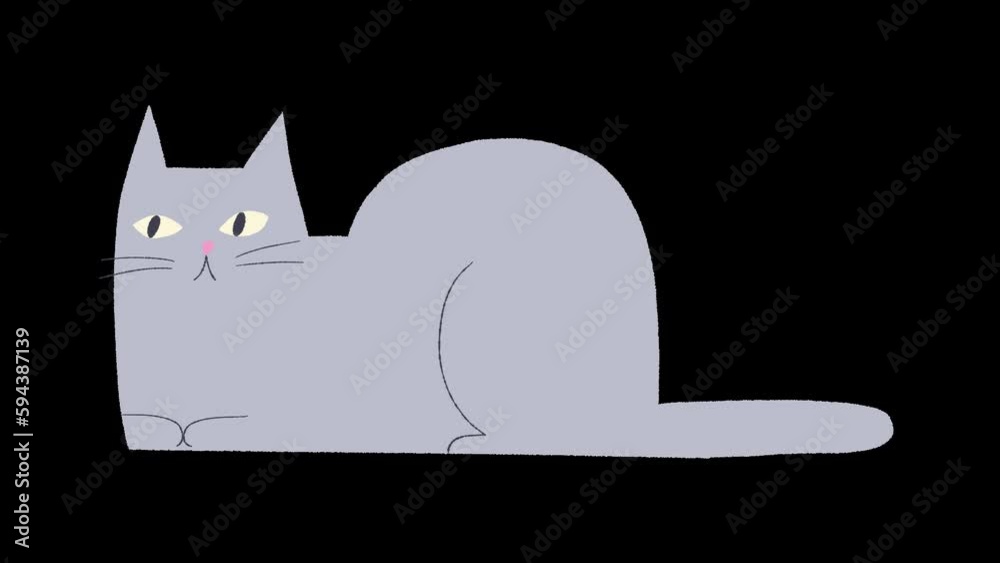 Set of animated cat stickers. Cartoon cats pack. Different feline ...