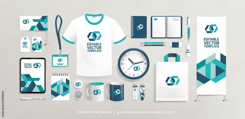 Promotional souvenirs with Corporate Identity design concept on ...