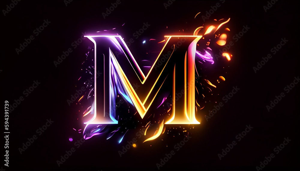 Beautiful abstract futuristic letter M logo Ai generated image Stock ...
