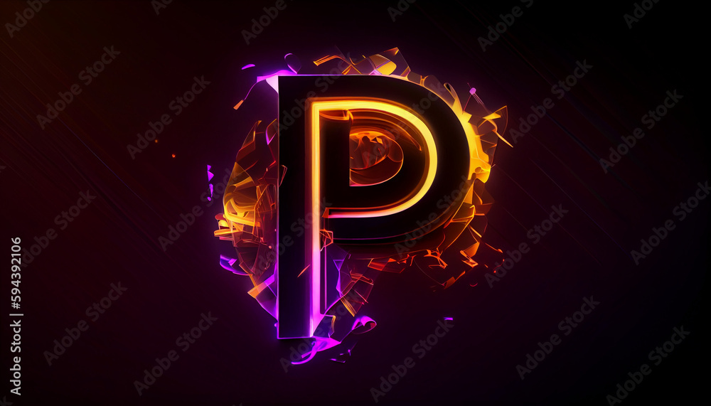 Beautiful abstract futuristic letter P logo Ai generated image Stock ...