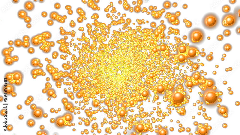 Orange bubbles on a transparent background in PNG format. 3D render ...