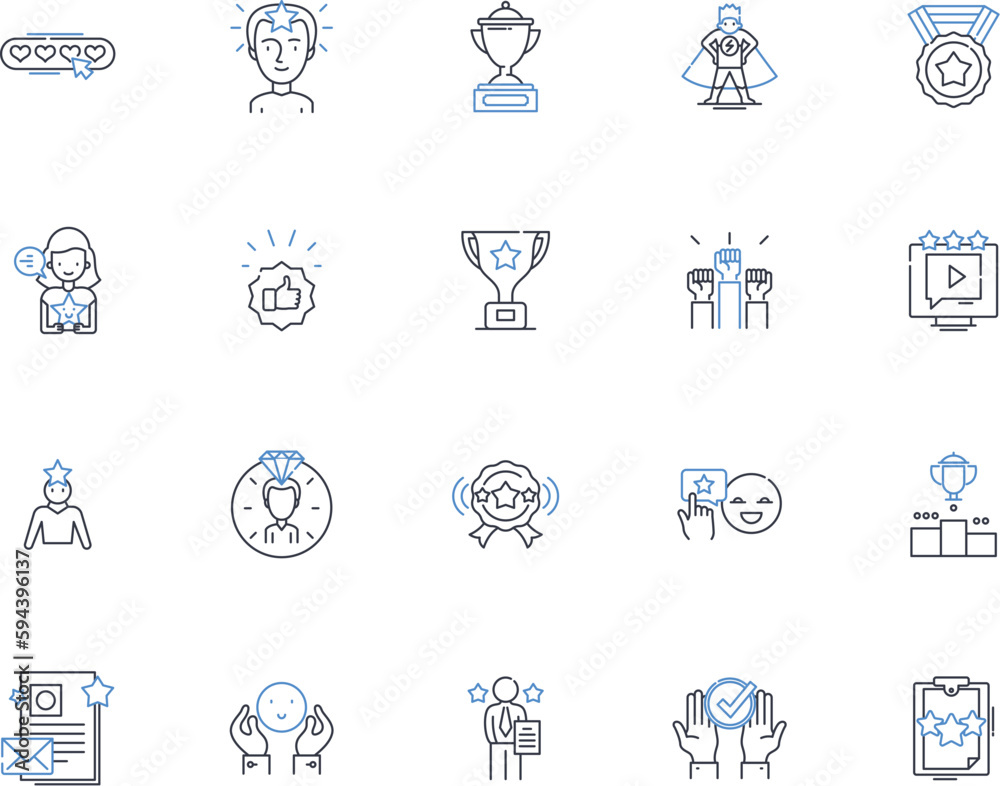 Mighty warriors line icons collection. Courageous, Valiant, Fearless ...