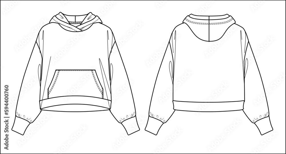 Vector oversize woman sweatshirt fashion CAD, long sleeved hooded ...