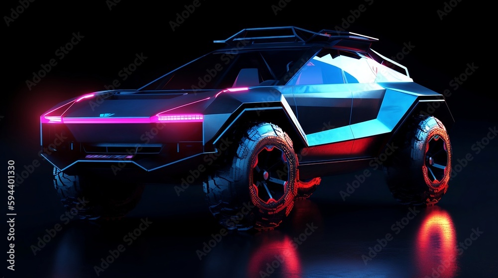 Glossy, metallic, neon, contrast Cybertruck is built with an exterior ...