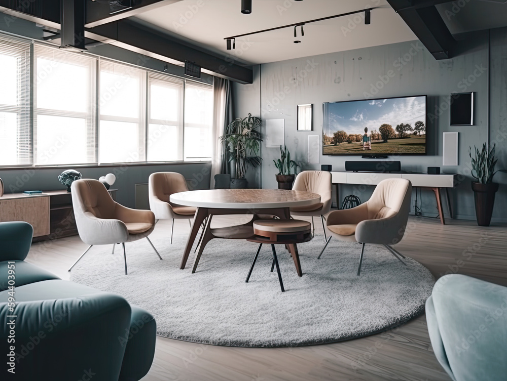 Modern home office of the interior, suitable for using in video ...