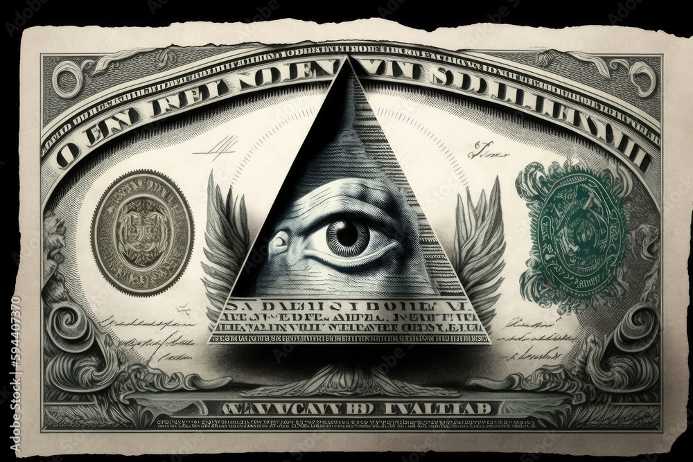 all-seeing eye on the back of a dollar bill, with other classic ...